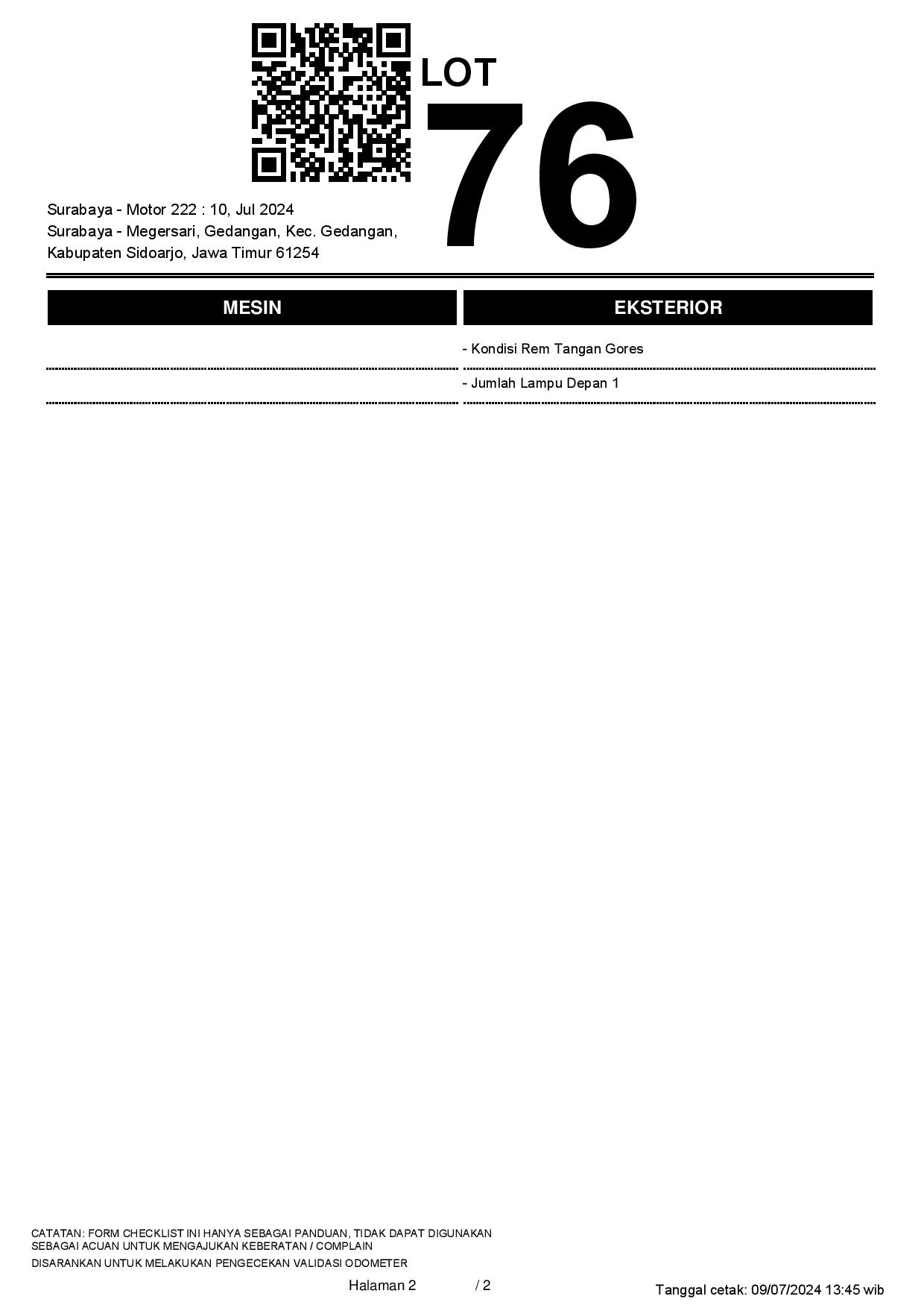 Lelang Motor HONDA PCX 160 157 2022 HITAM Surabaya